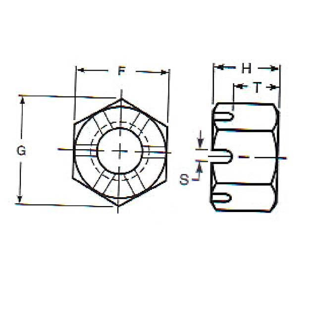 Fastenerdata - UNF Slotted Hexagon Heavy Nut Steel B18.2.2 T10 - Castle ...