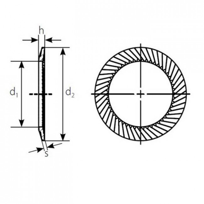 Fastenerdata - schnorr Metric Conical Ribbed Locking Washer S Light Stainless-Steel X5CrNi18-10 ...